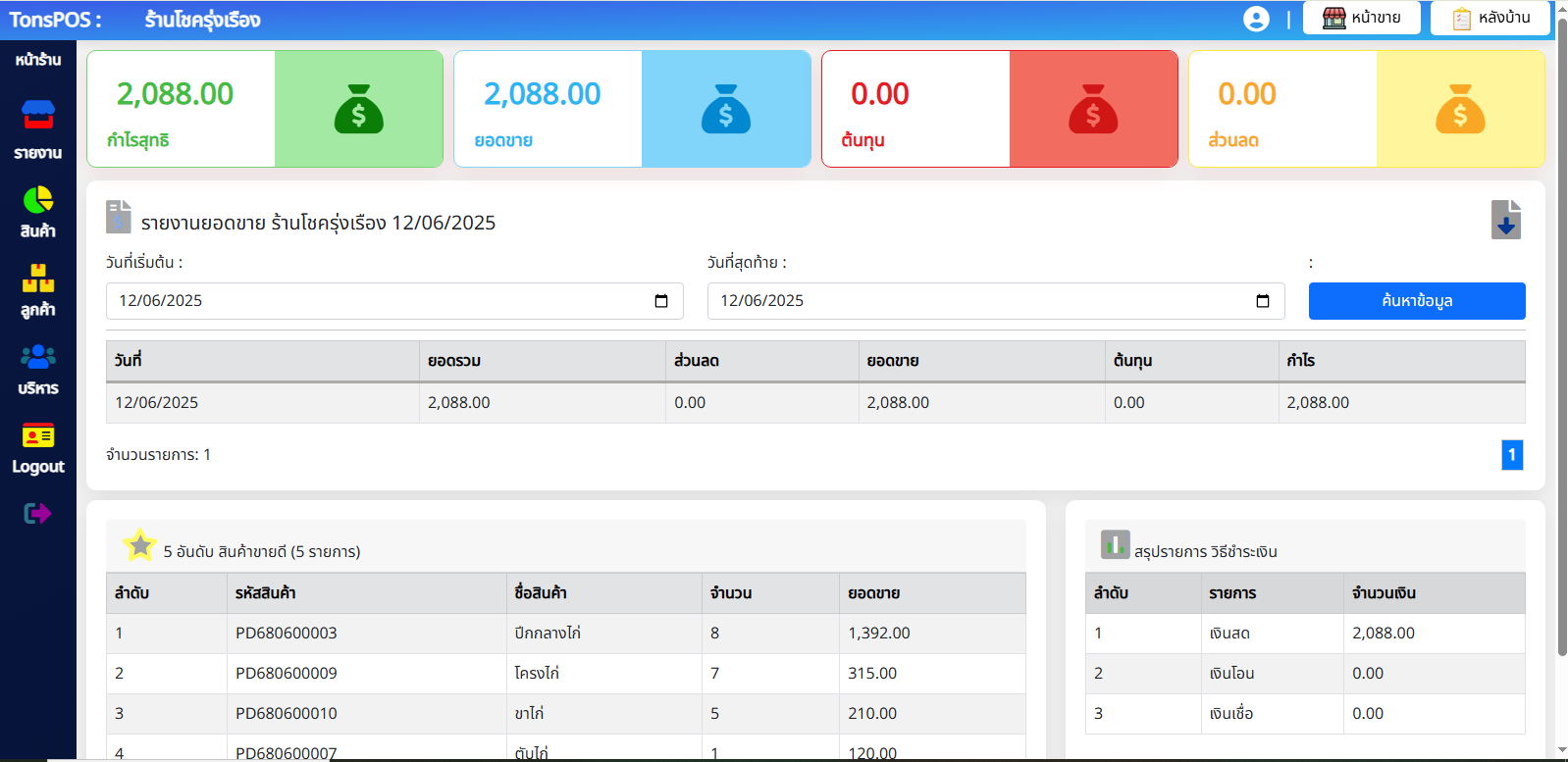 TONPOS ระบบจัดการร้านค้า